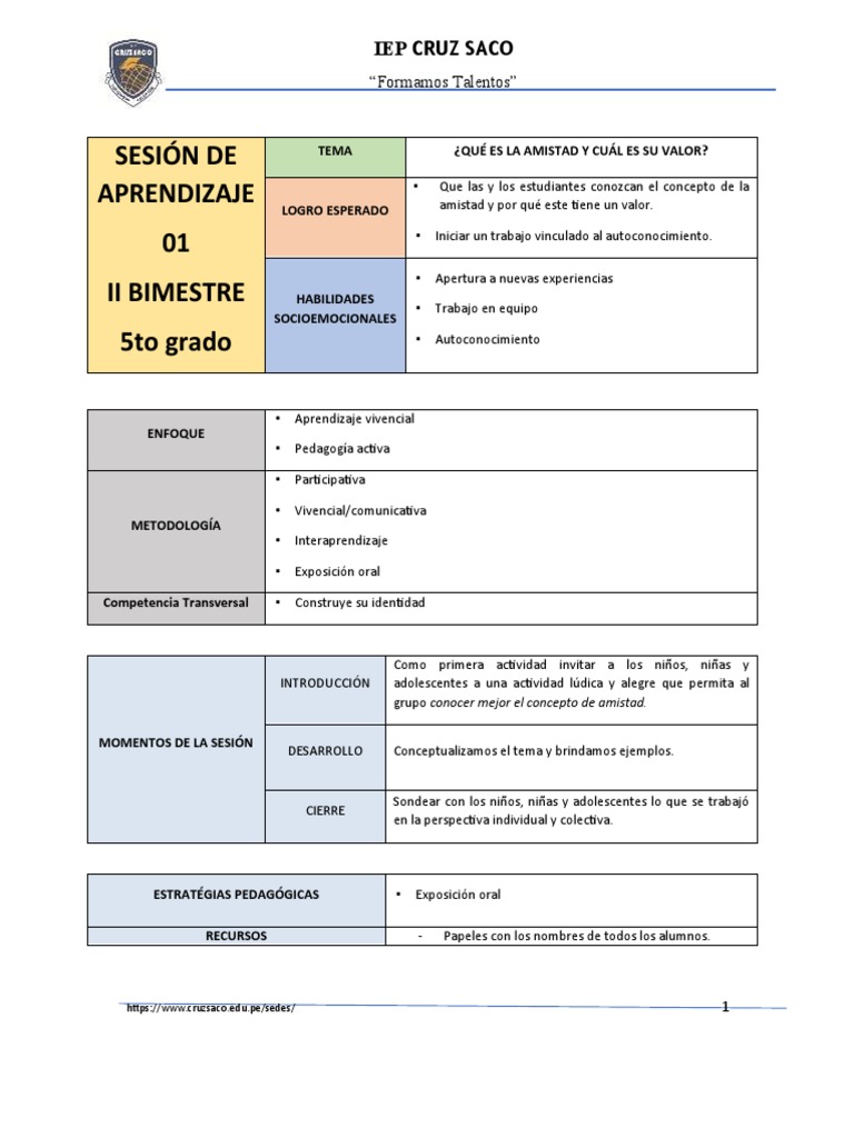 5TO PRIM_01_SESIÓN_¿Qué es la amistad y cuál es su valor_ | PDF