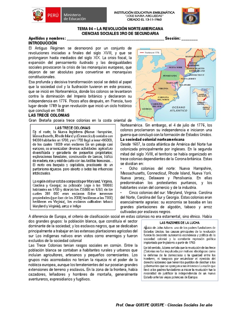 Revolución Norteamericana: Causas y Consecuencias | PDF | Trece ...