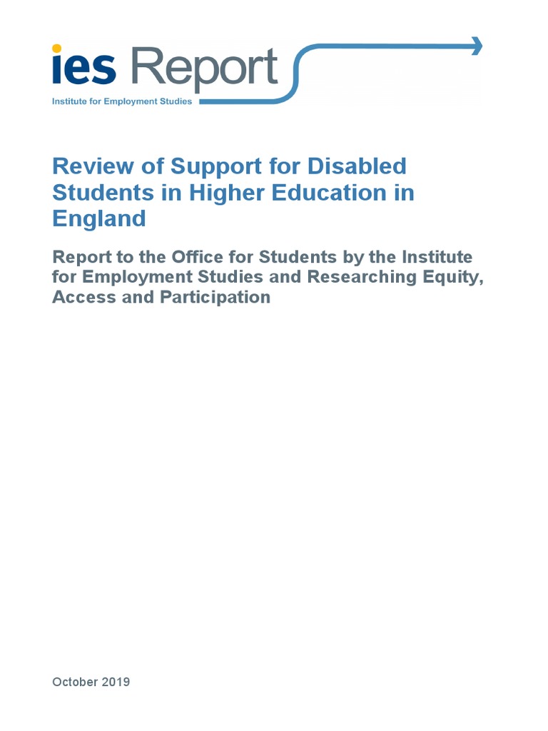 Review of Support For Disabled Students in Higher Education in England ...