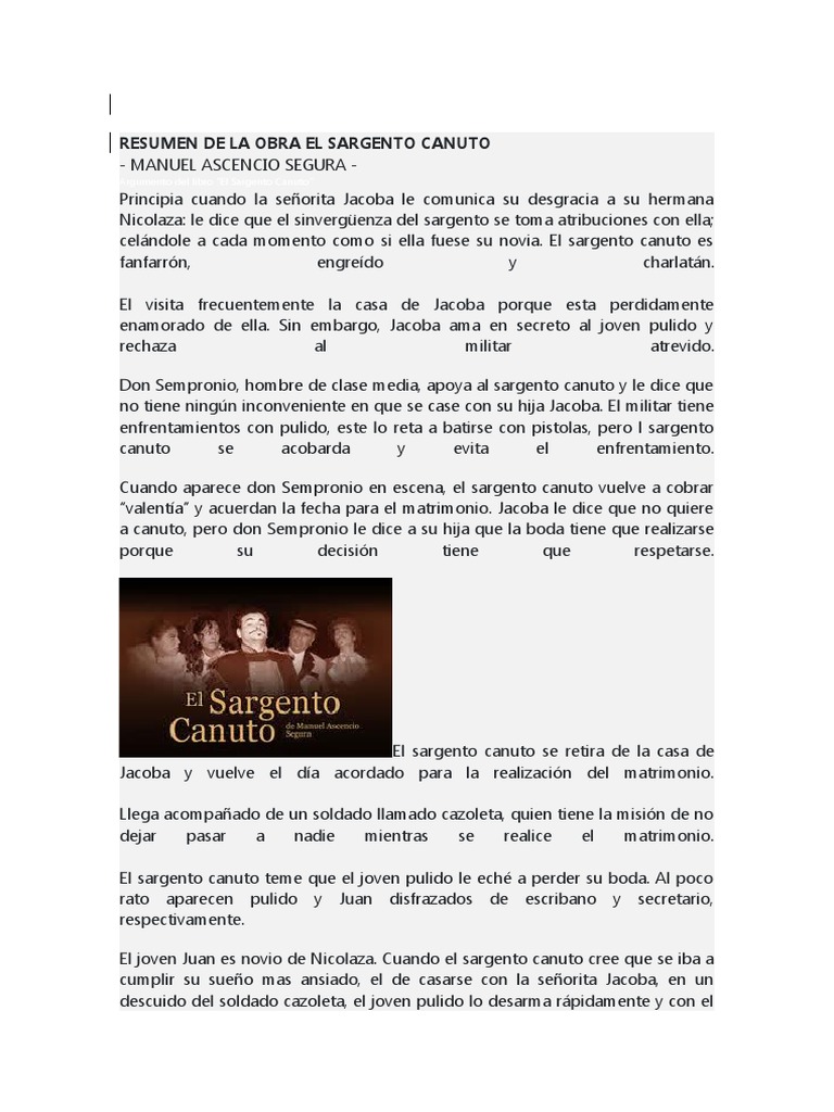 Resumen de La Obra El Sargento Canuto | PDF