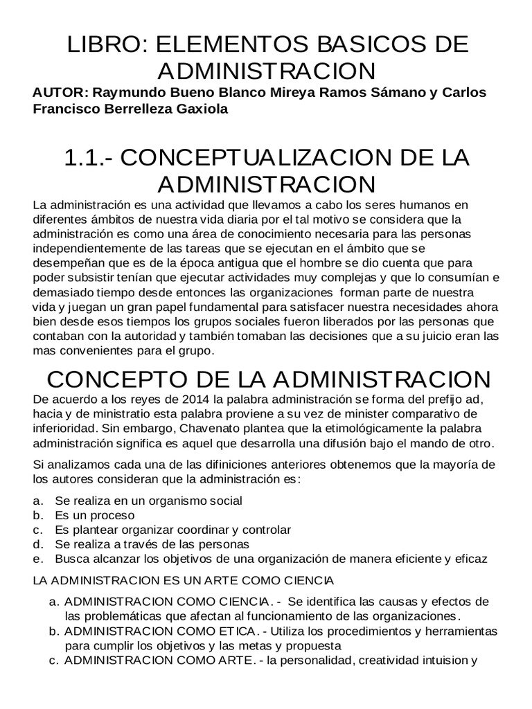 Elementos Basicos de Administracion JULIO | PDF | Business | Conocimiento