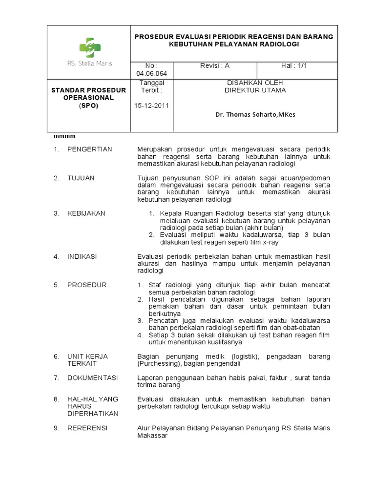 Evaluasi Periodik Reagensi Radiologi | PDF | Sains & Matematika