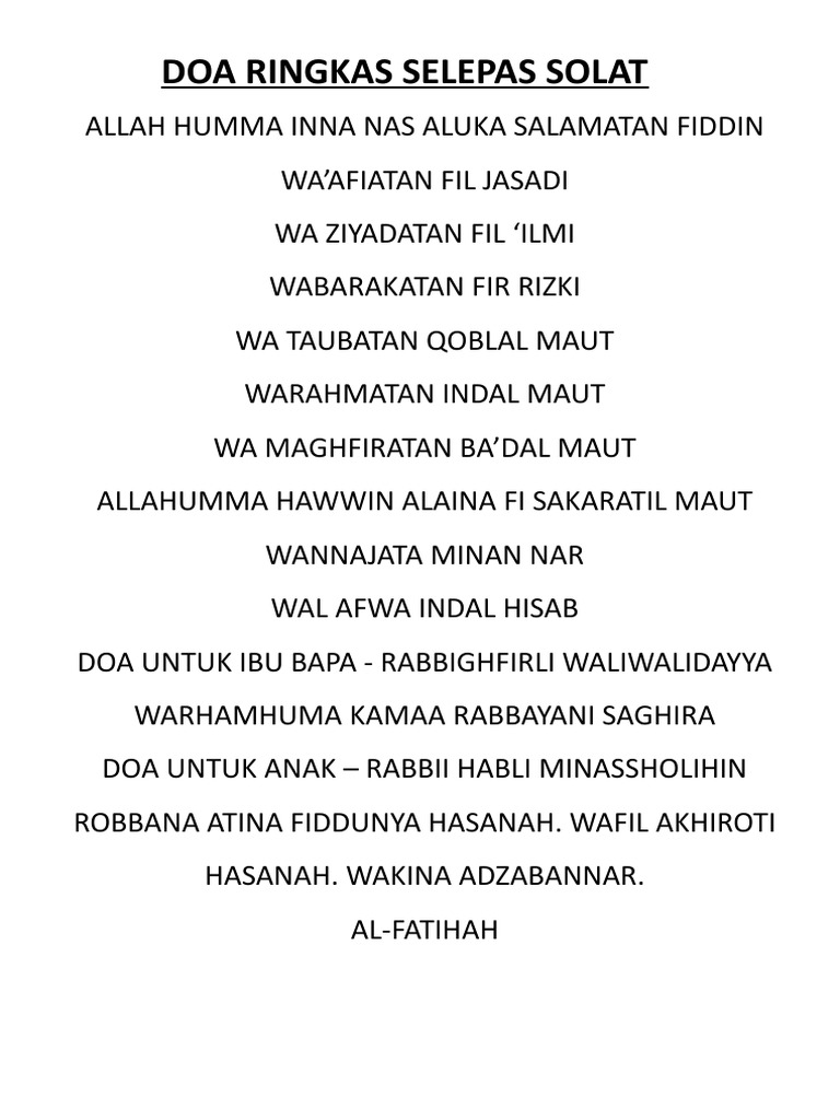 Doa Selepas Solat | PDF