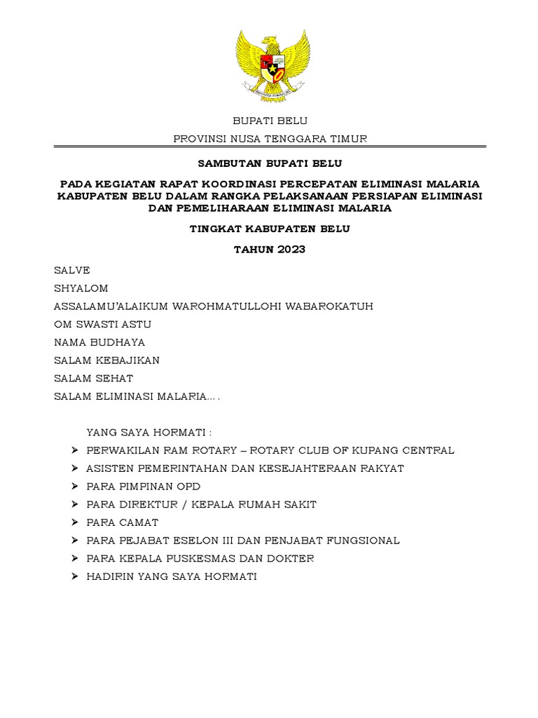 Sambutan Bupati | PDF