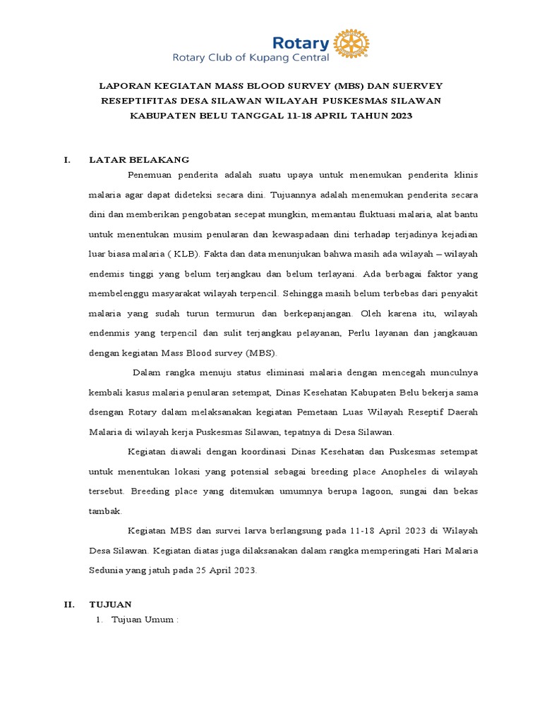 Laporan MBS Rotary Desa Silawan | PDF