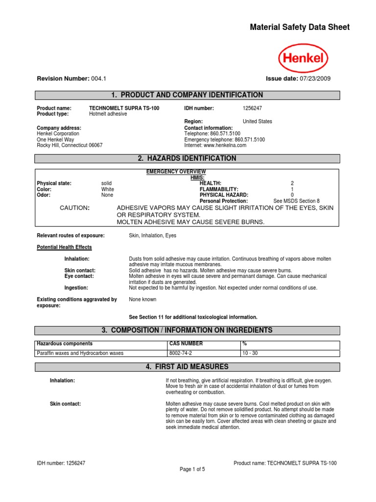 Technomelt Supra Ts-100 Msds | Download Free PDF | Firefighting ...