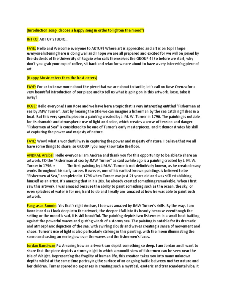 Podcast Script | PDF | J. M. W. Turner | Paintings