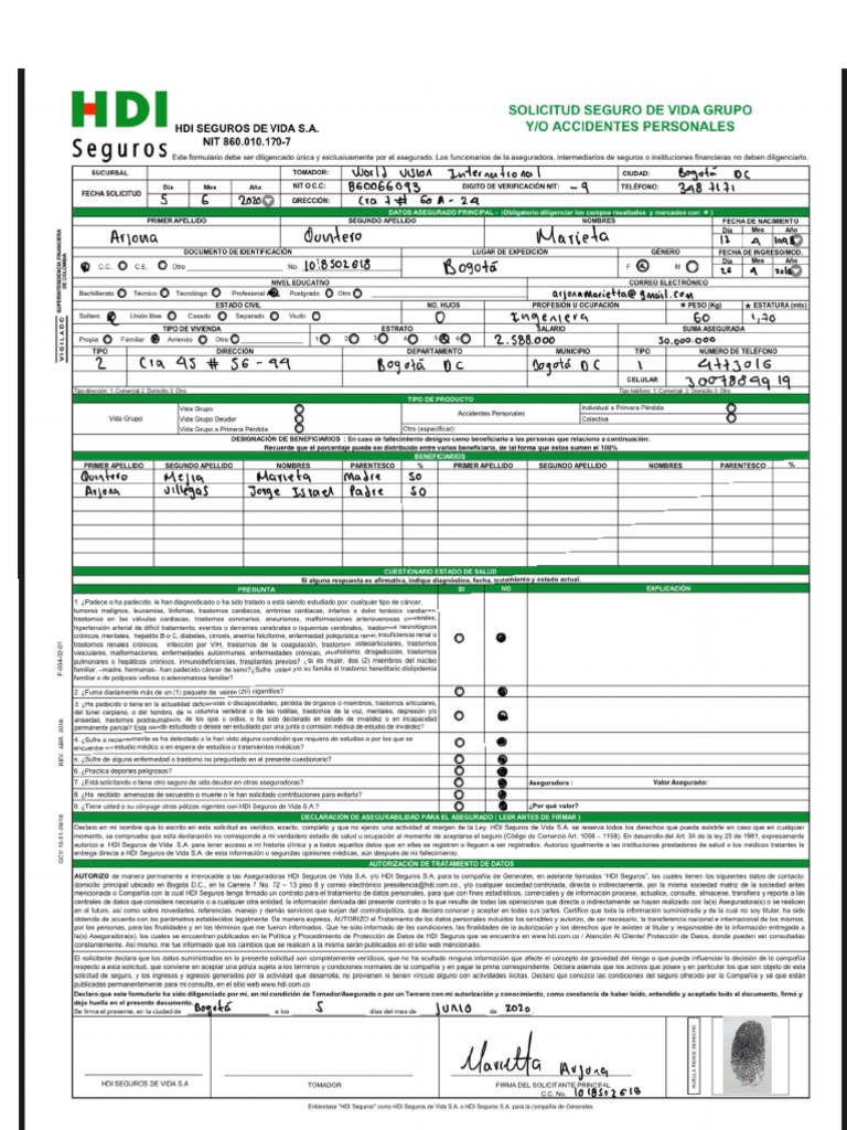 Ejemplo Hdi Seguros | PDF