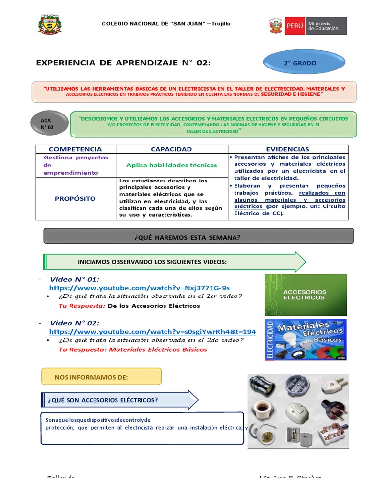 II-ADA-02 EDA-03 EPT 2° GDO DE MARCO HORNA 2N | PDF | Conductor electrico | Bombilla incandescente