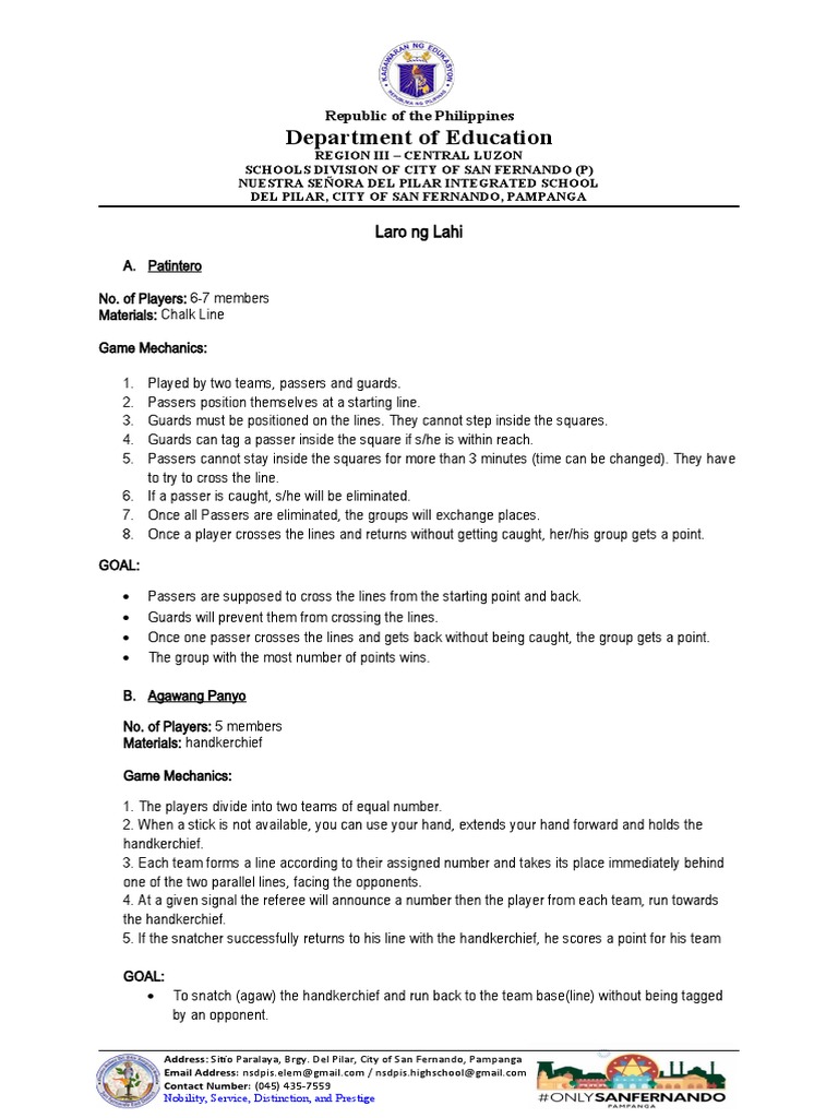 MECHANICS FOR LARO NG LAHI | PDF | Sports