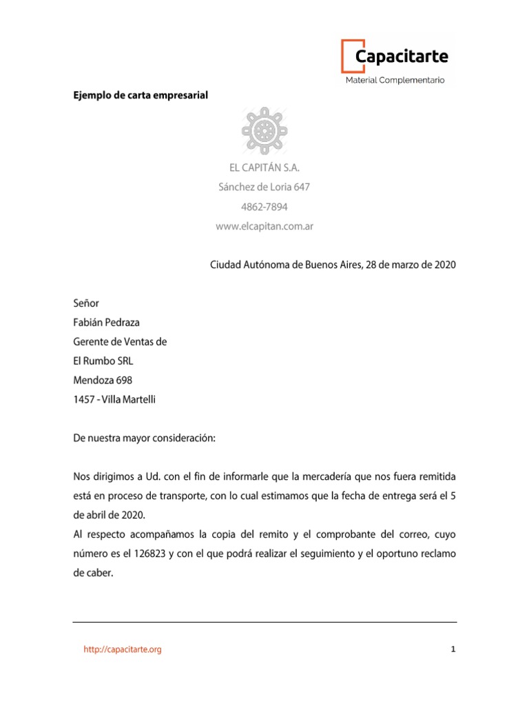 Ejemplo 1 Carta Empresarial | PDF