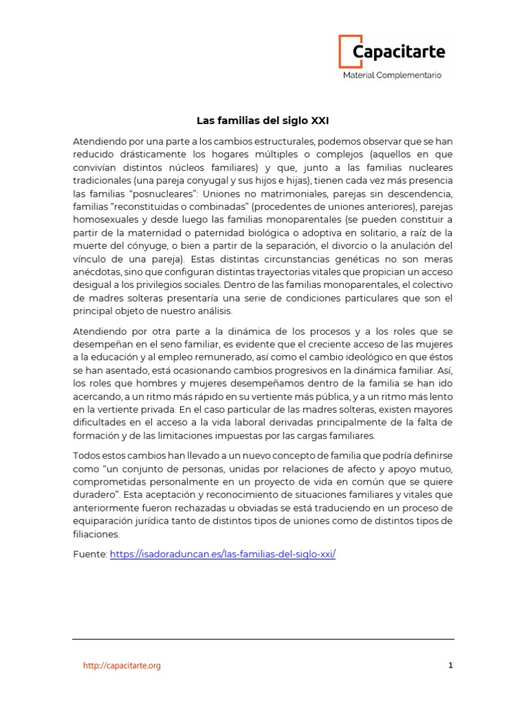 Las Familias Del Siglo XXI | PDF | Familia | Relaciones interpersonales