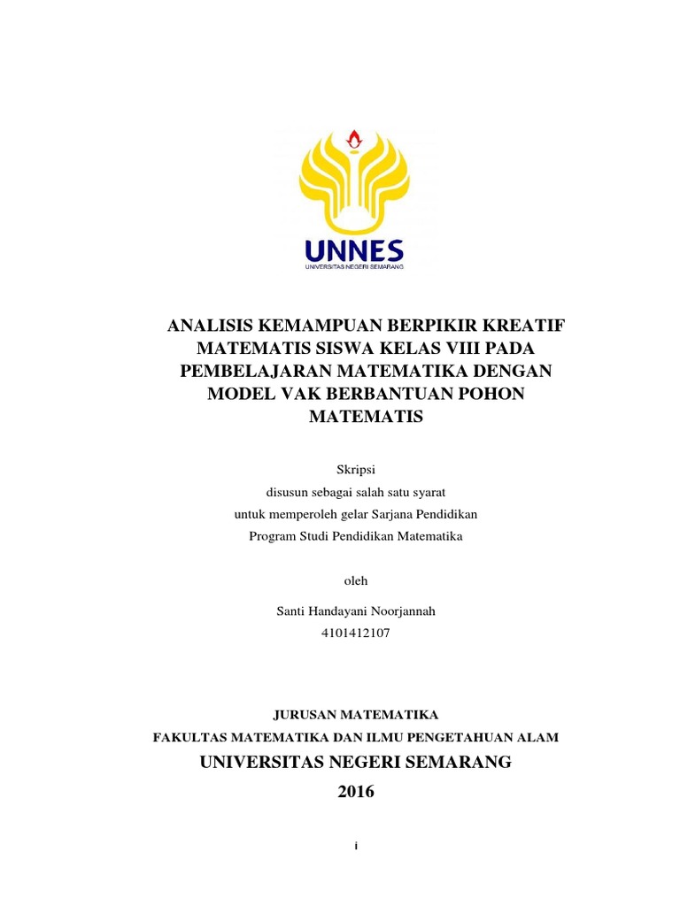 Analisis Kemampuan Berpikir Kreatif Matematis Siswa Kelas Viii Pada ...