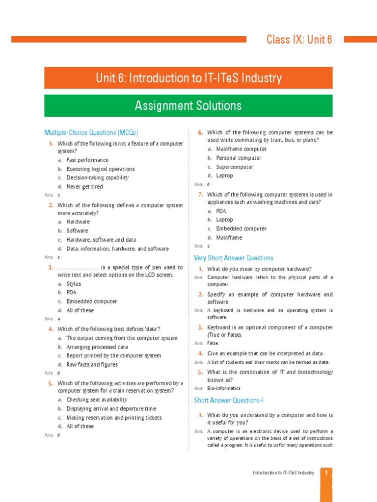 Unit 6: Introduction To It-Ites Industry Assignment Solutions | PDF