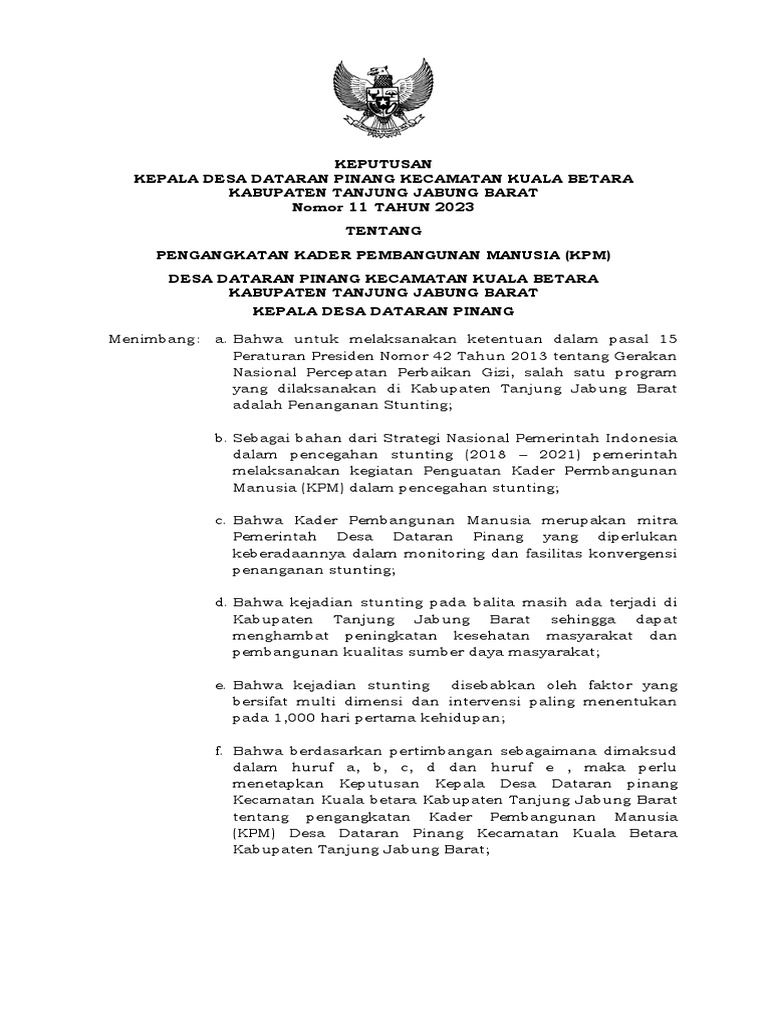 SK Kader Pembangunan Manusia (KPM) | PDF