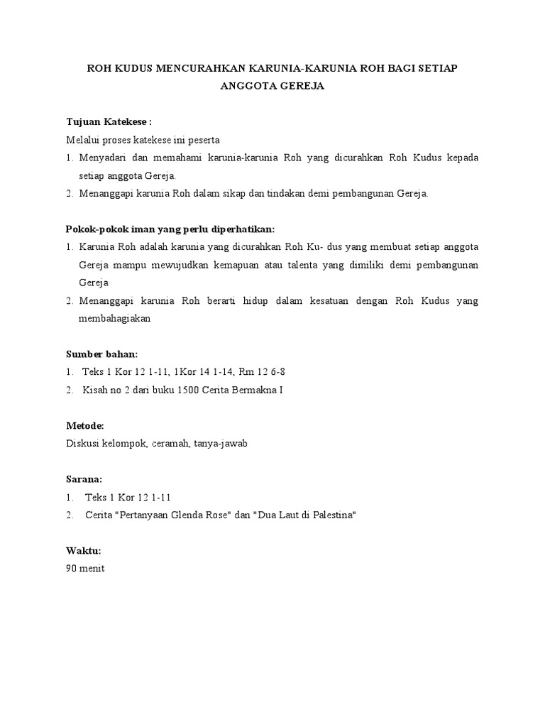 Katekese Karunia Roh Kudus untuk Krisma | PDF