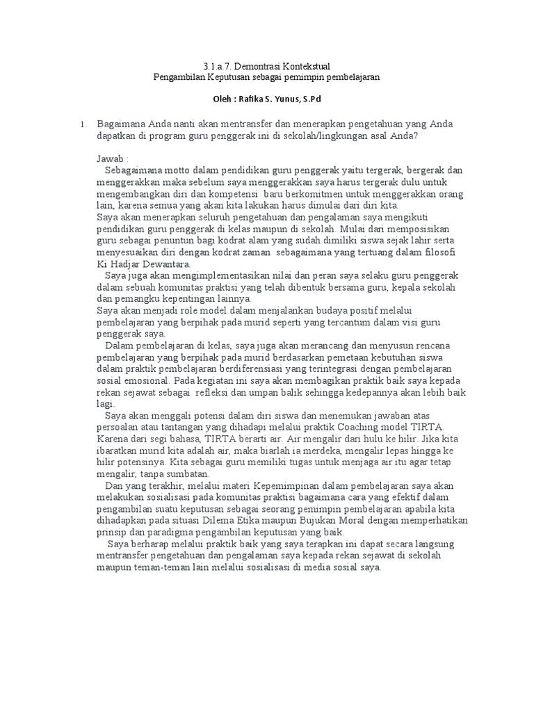 Demonstrasi Kontekstual Modul 3.1 | PDF | Karier & Perkembangan