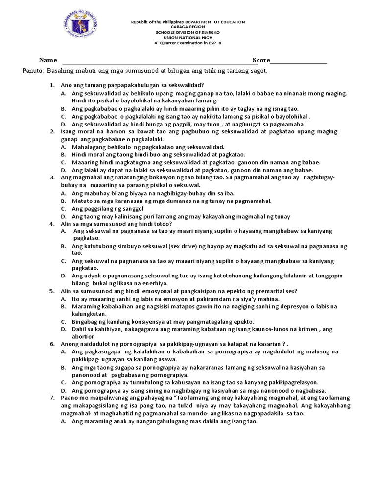 esp8-4th-periodical-exam | PDF