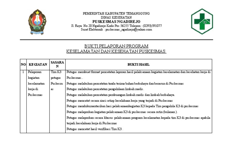 Bukti Pelaporan Program K3 | PDF