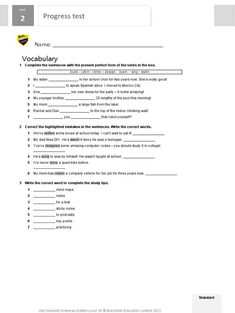 Unit 2 Progress Test 4to Sec Pdf