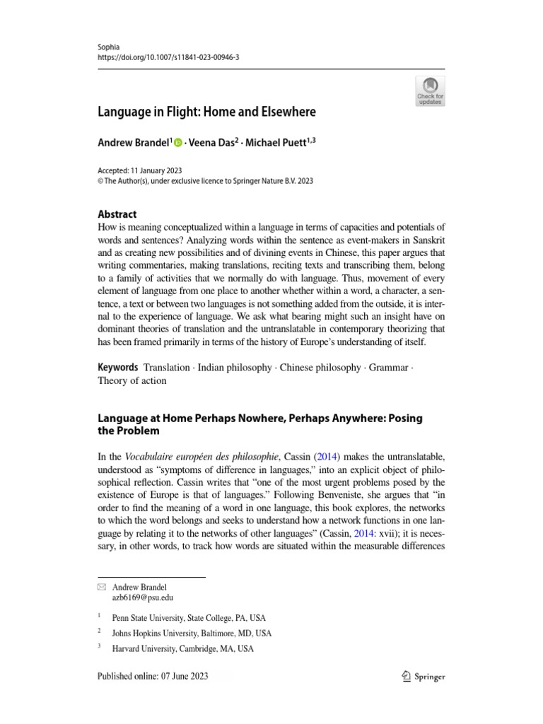 Veena Das Language - in - Flight - Home - and - Elsewhere | PDF | Verb ...