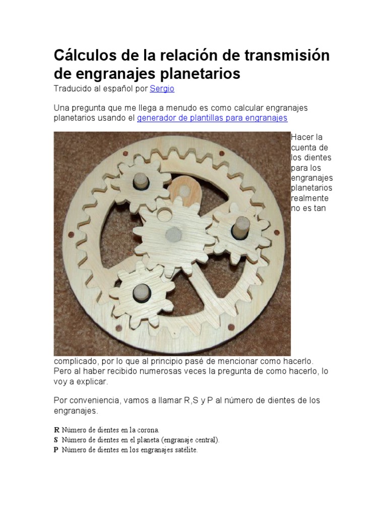 Cálculos de La Relación de Transmisión de Engranajes Planetarios | PDF | Engranaje | Mecánica