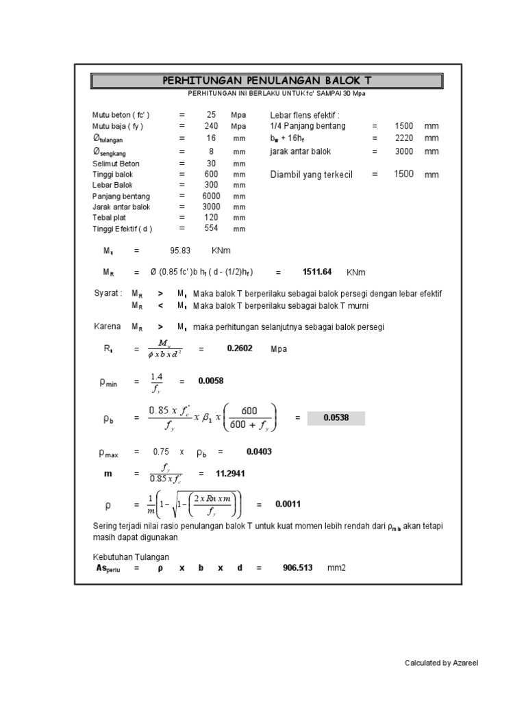 perhitungan balok T | PDF