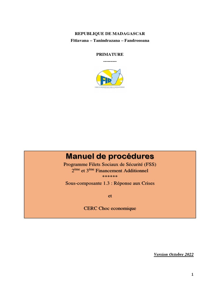 Manuel de Procédures CERC | PDF