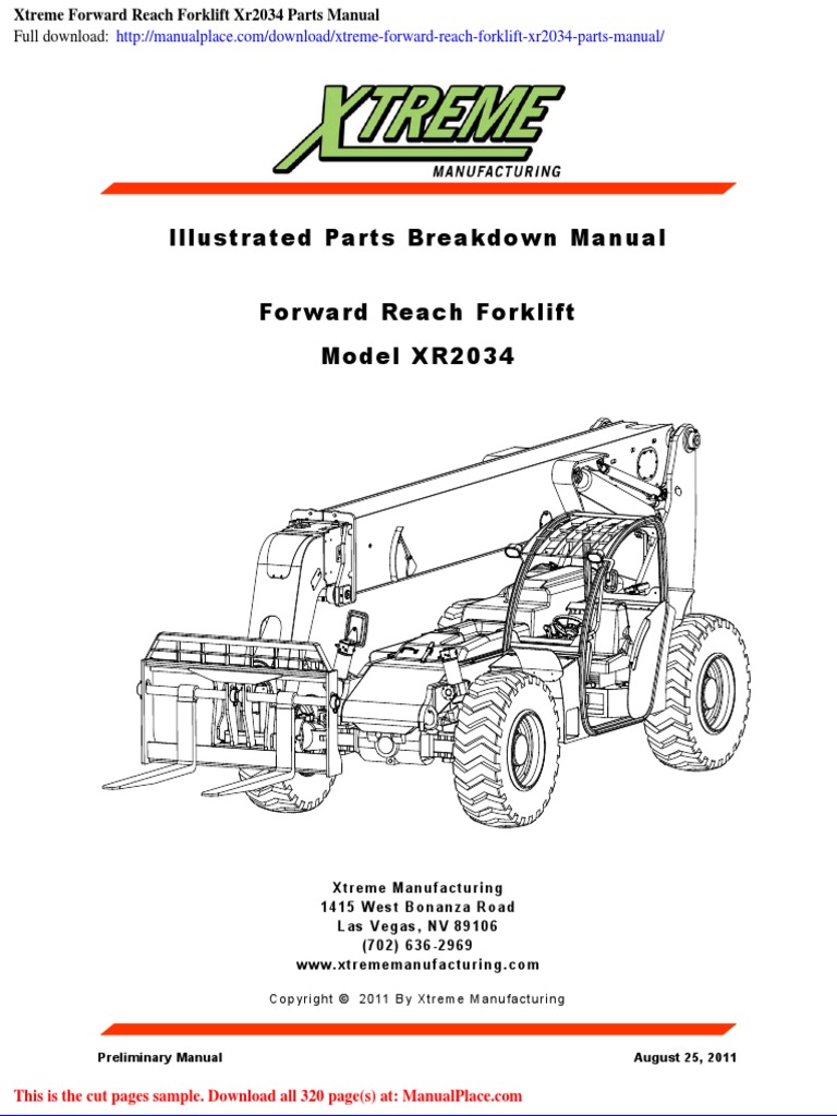 Xtreme Forward Reach Forklift Xr2034 Parts Manual | PDF | Brake | Axle