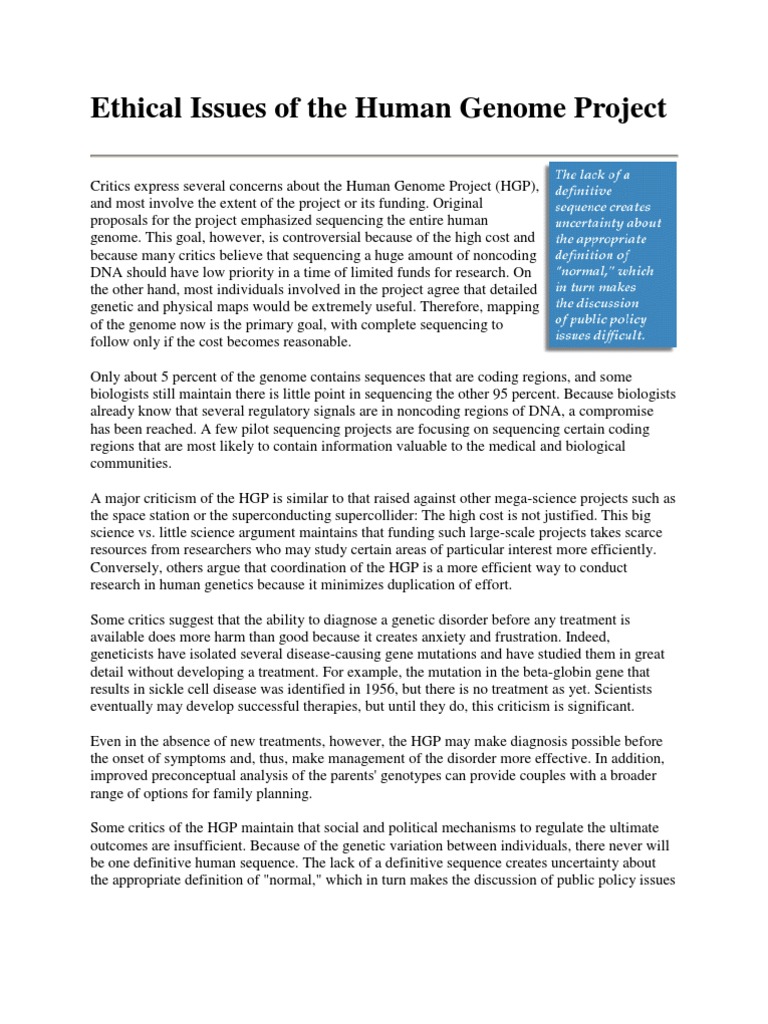 Ethical Concerns of the Human Genome Project | PDF | Human Genome | Genome