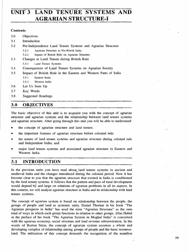 B i b Agrarian Social Structure Evolution of Land Tenure System (1) | PDF