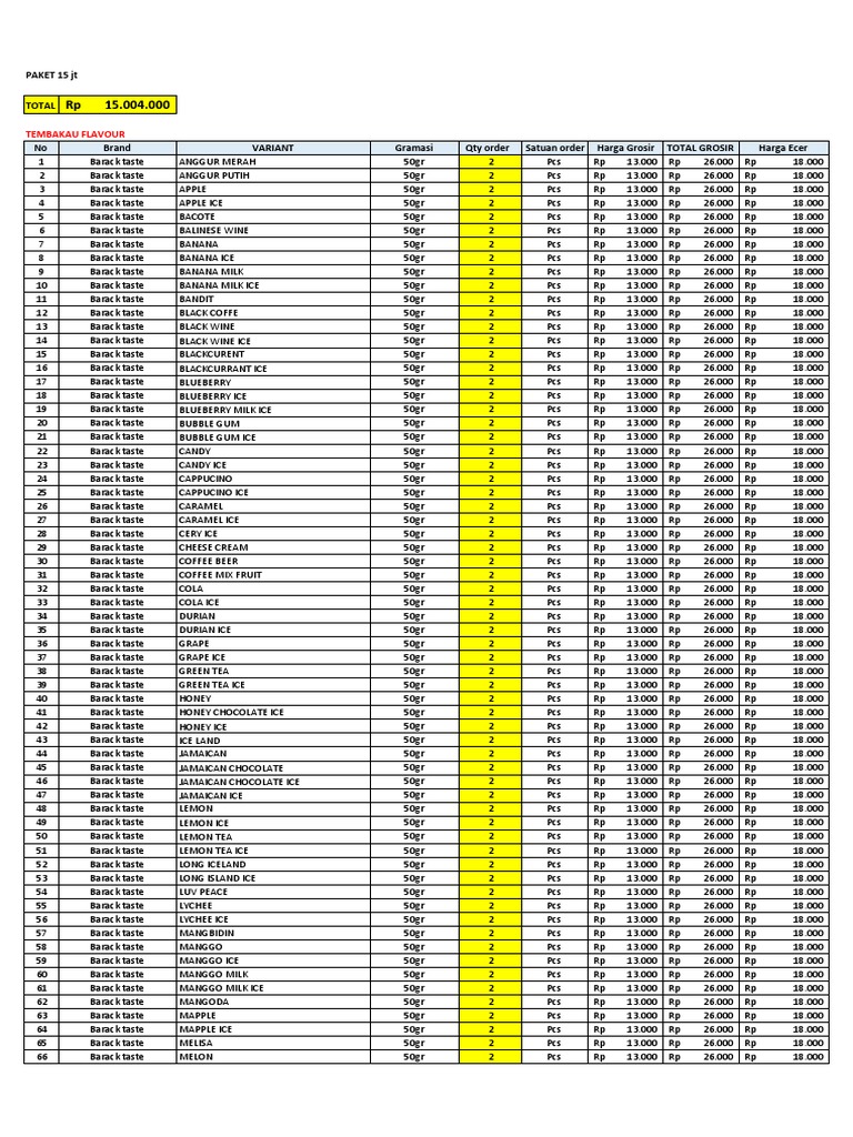 Paket 15 JT (Gudang Tobacco) | PDF | Drink | Food And Drink