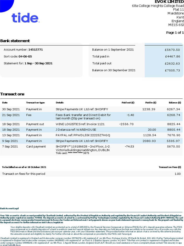 Statement September 2021 | PDF | Payments | Banks