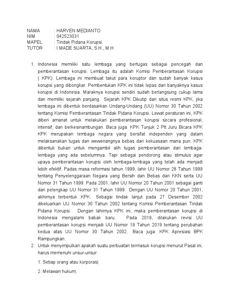 Tugas Harven Korupsi | PDF