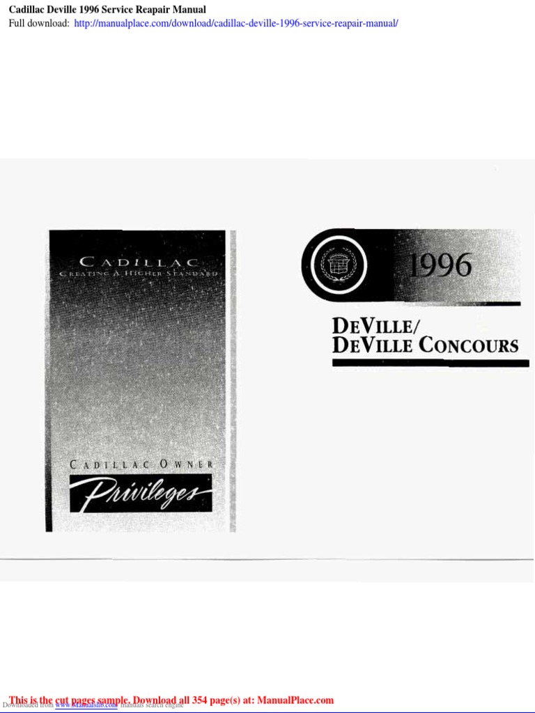 Cadillac Deville 1996 Service Reapair Manual | PDF | Private Transport ...