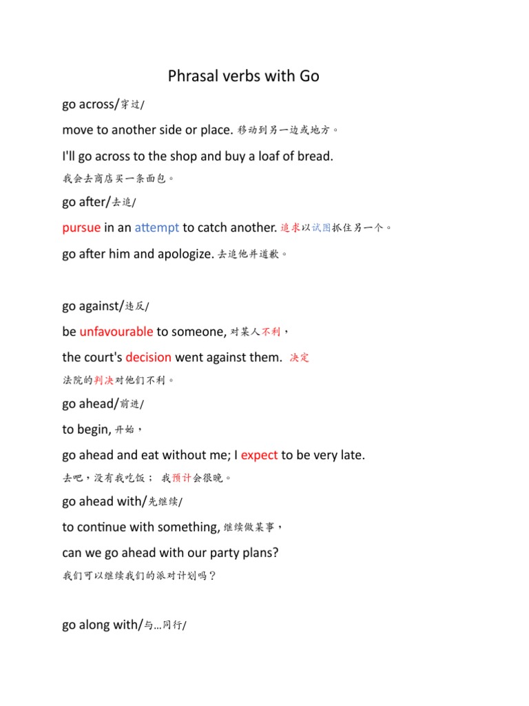 Phrasal Verbs With Go | PDF