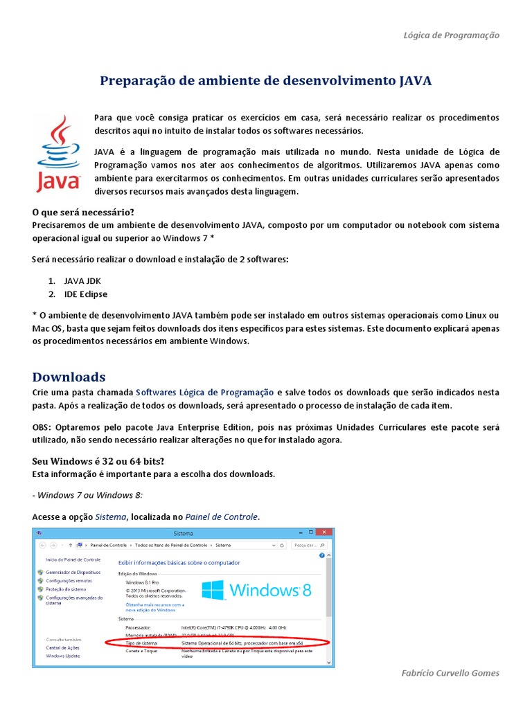 LP - Extra 01 - Preparação de ambiente JAVA | PDF | Microsoft Windows ...