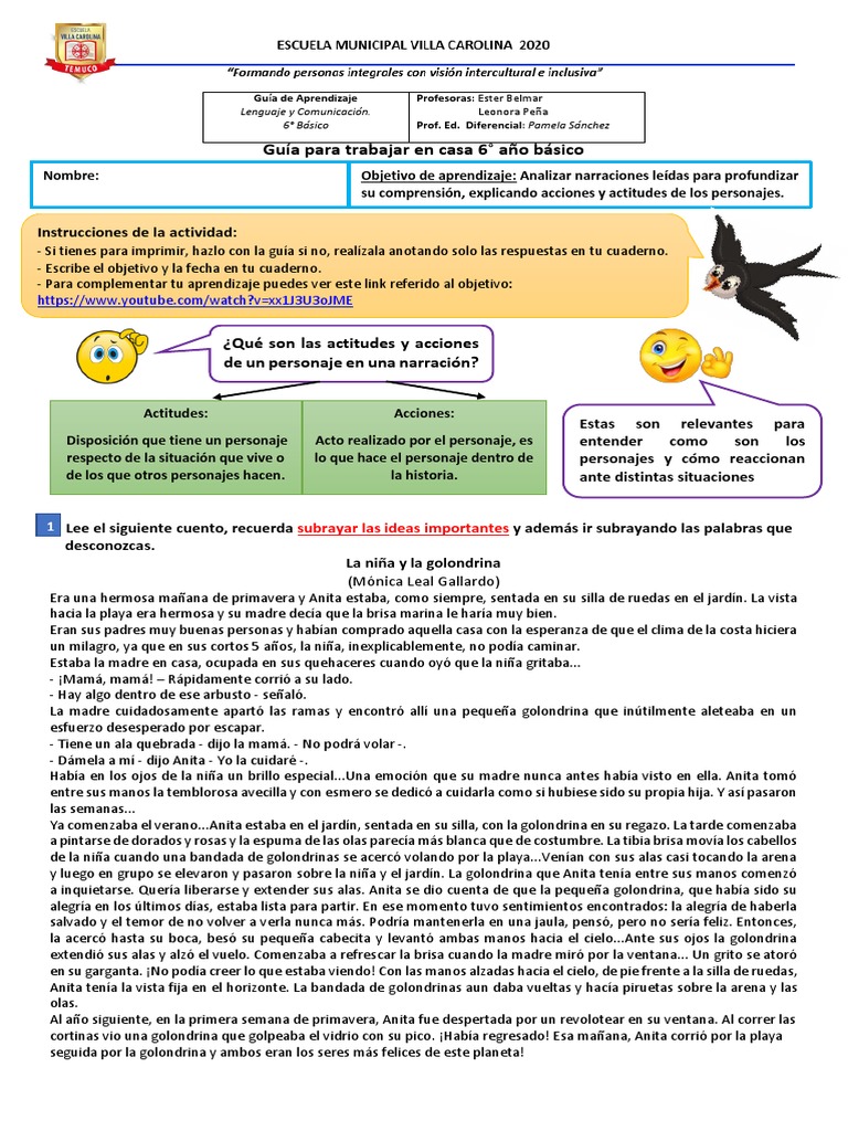 Leng 6° Guía Cuento 10 Al 14 Agosto | PDF