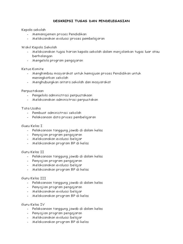 DESKRIPSI TUGAS DAN PENDELEGASIAN | PDF