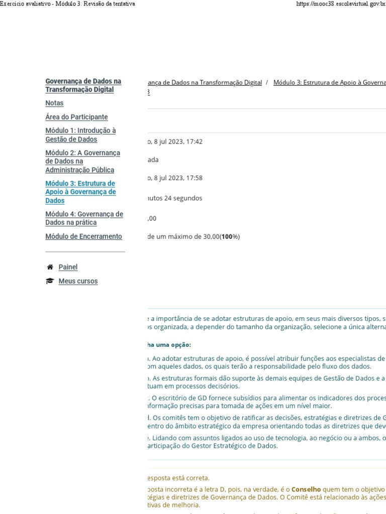 Exercício Avaliativo - Módulo 3 Revisão Da Tentativa | PDF