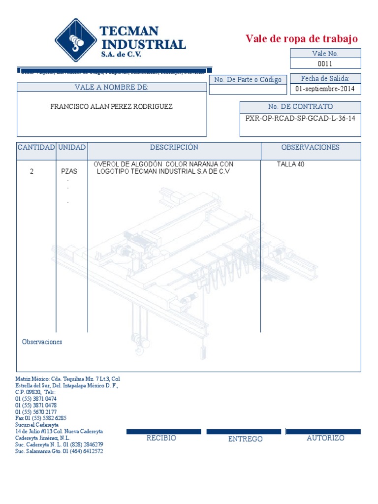 Formato Vale Almacen | PDF