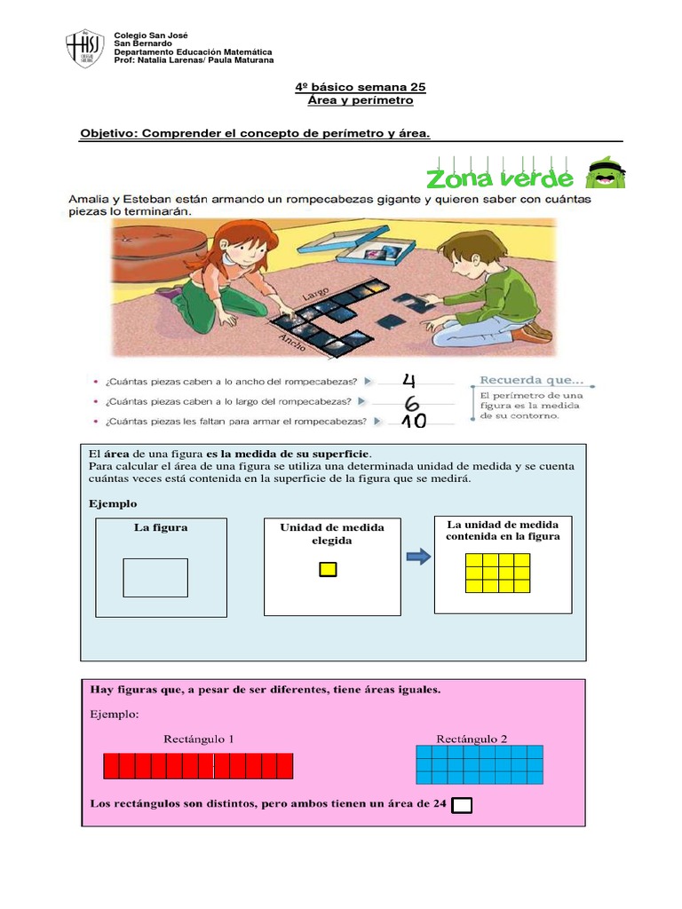 Actividades de Área y Perímetro para 4º Básico | PDF
