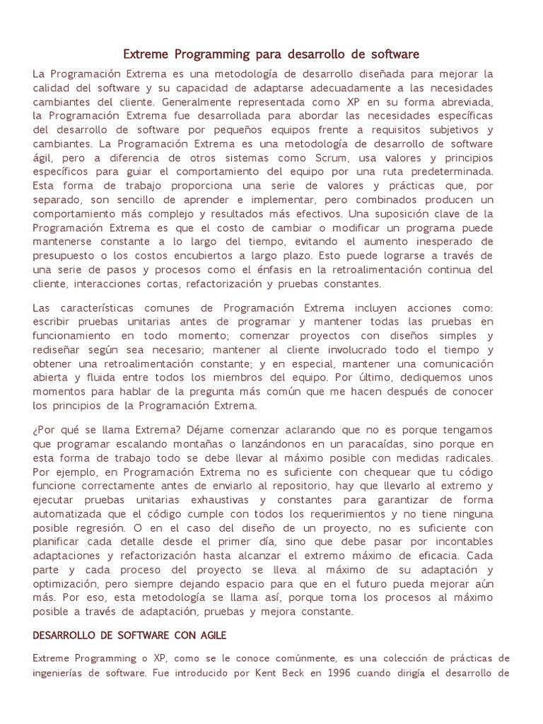 Programación Extrema: Guía Ágil | PDF
