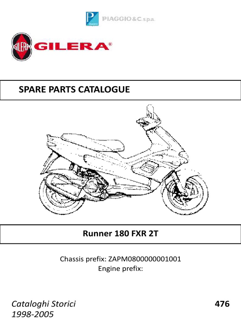 Gilera Runner 180 FXR Scooter Parts Catalog PDF | PDF