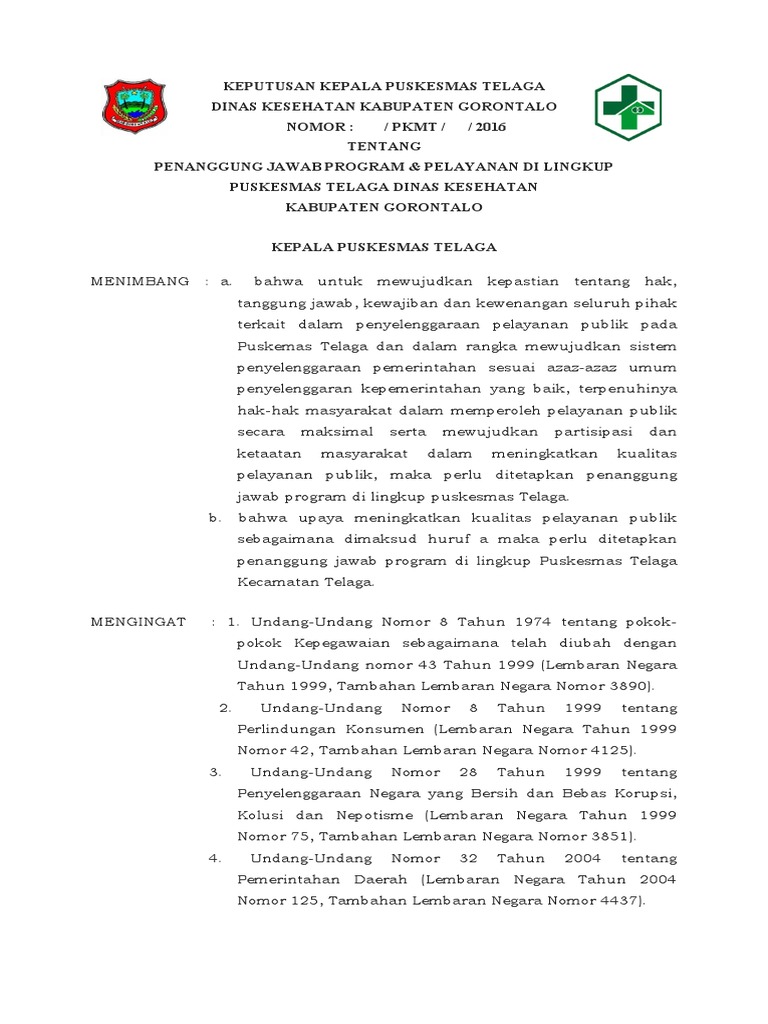 SK Penanggung Jawab Program | PDF