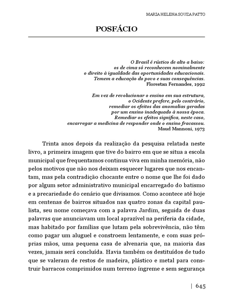 Fracasso Escolar: Realidade e Contradições | PDF | Sociologia | Psicologia