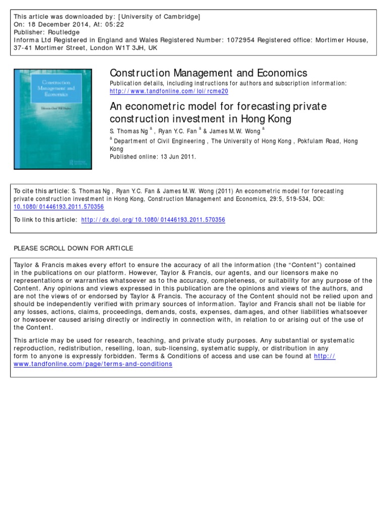Construction Management and Economics | PDF | Interest | Interest Rates