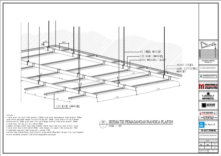 Skematik Pemasangan Rangka Plafon: Sky House JO | PDF
