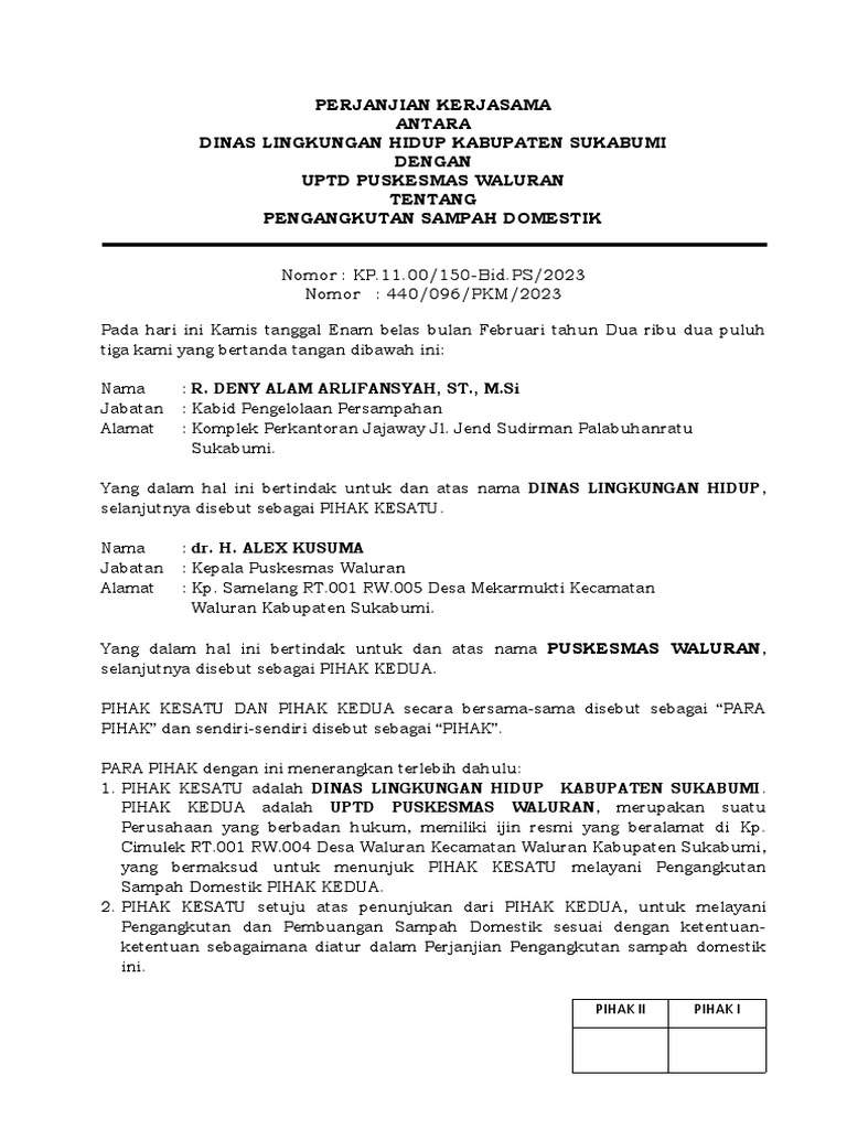 Mou Limbah Non Medis Sampah Domestik Pdf