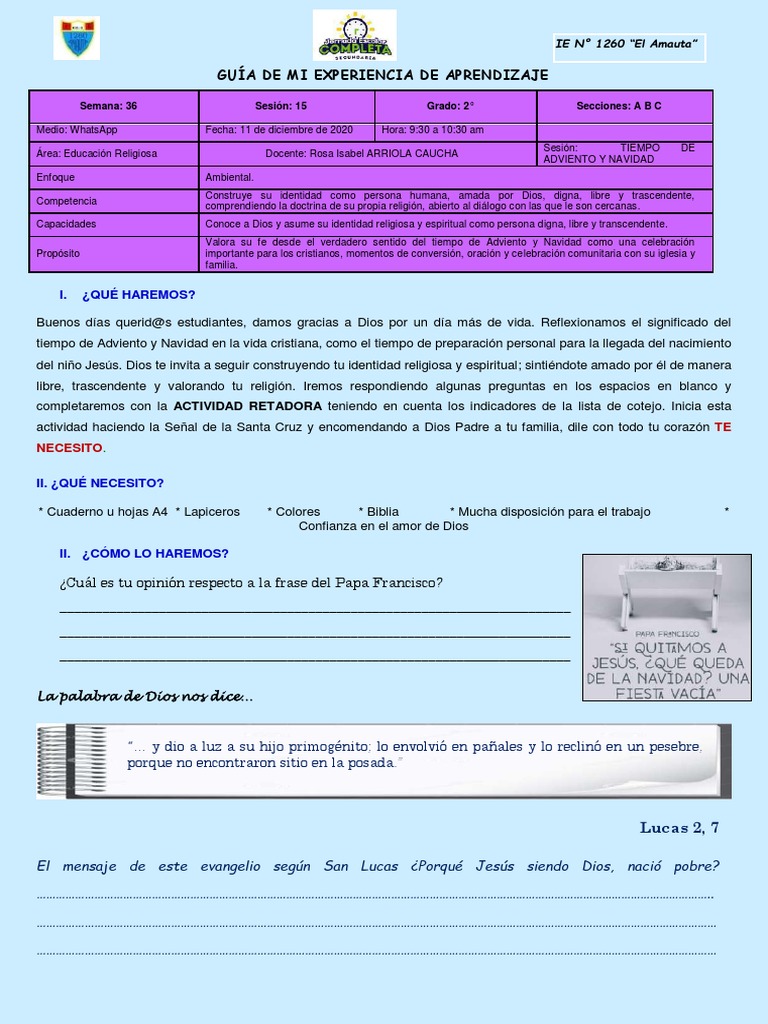 Semana 36 Sesion15 Segundos | PDF | Adviento | Navidad